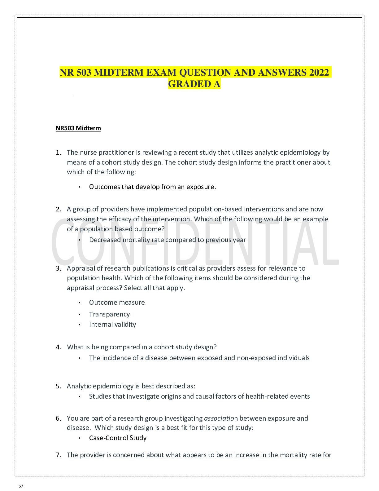 NR 503 MIDTERM EXAM – QUESTION AND ANSWERS - Scholarfriends